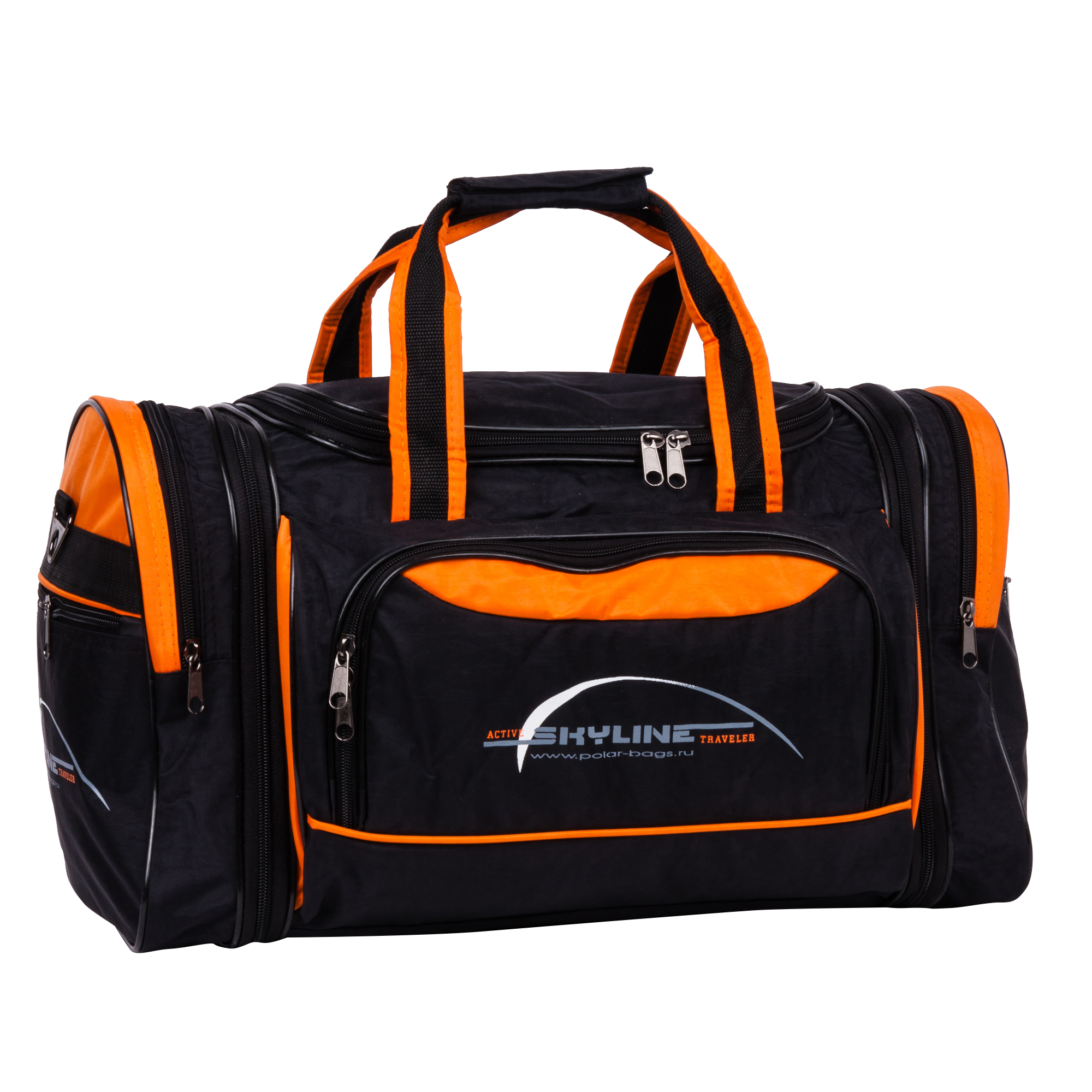 Дорожная сумка мужская Polar 6067-2 черная с оранжевым 47 х 31 х 26 см