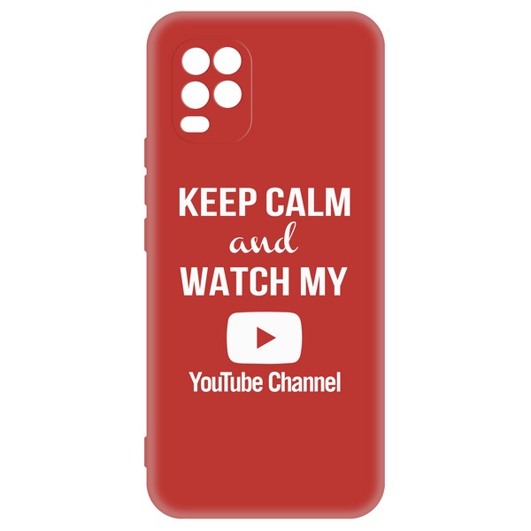 Чехол-накладка Krutoff Silicone Case YouTube для Xiaomi Mi 10 Lite (красный)