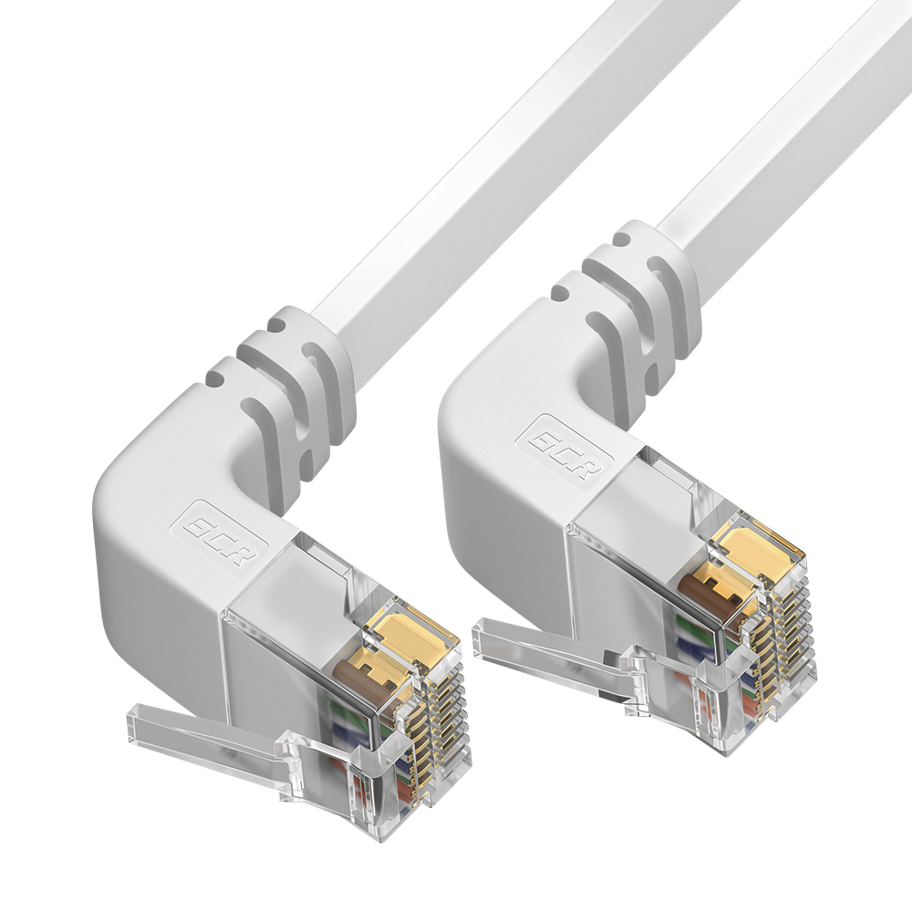 Патч-корд GCR PROF плоский 7.5 m, UTP медь кат 6, ethernet high speed, RJ45, T568B, белый