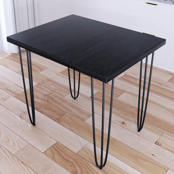 Стол кухонный Solarius Loft металл-дерево 90x70х75 цвет черного оникса с черными ножками