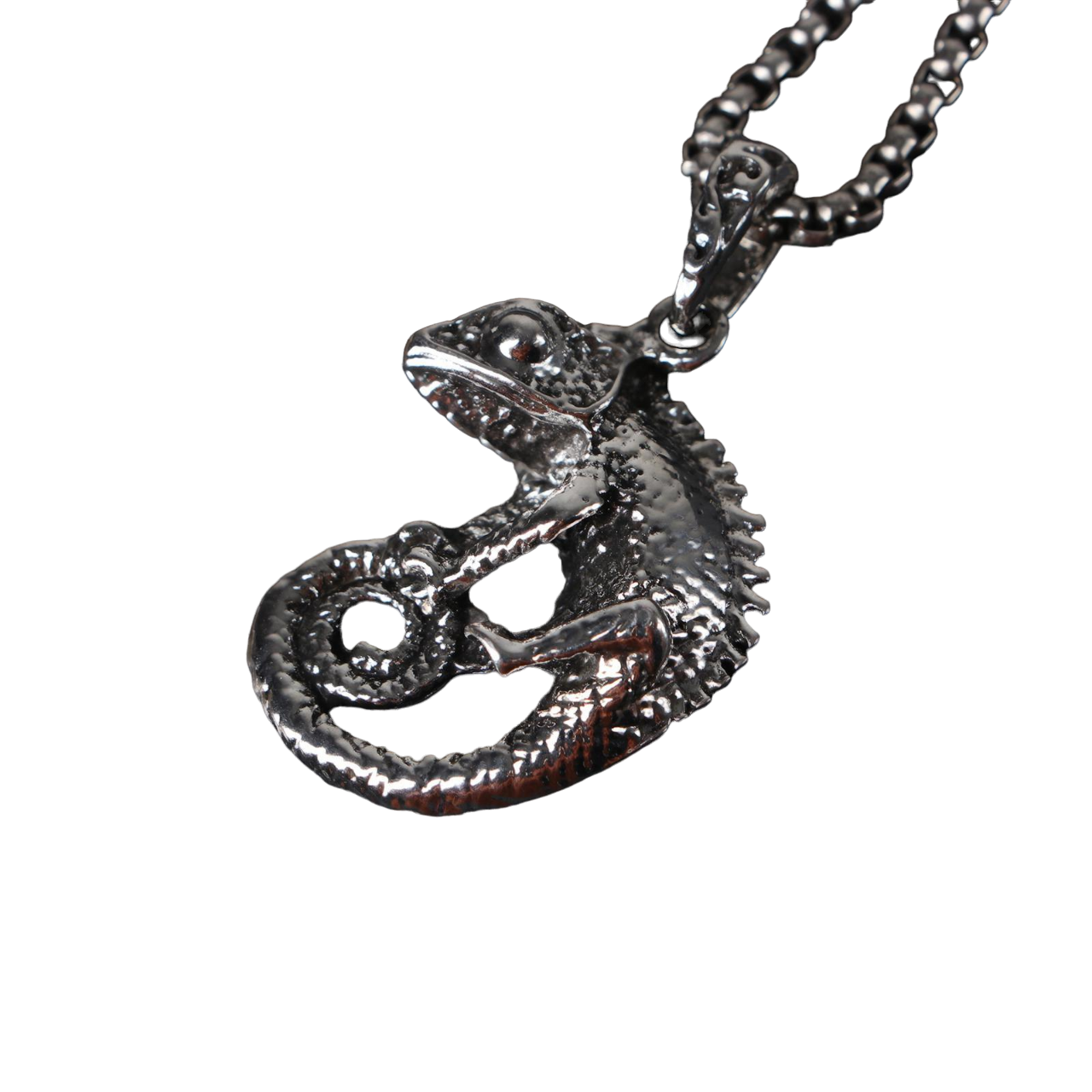 Кулон-амулет "Помпеи" хамелеон, цвет чернёное серебро, 70 см
