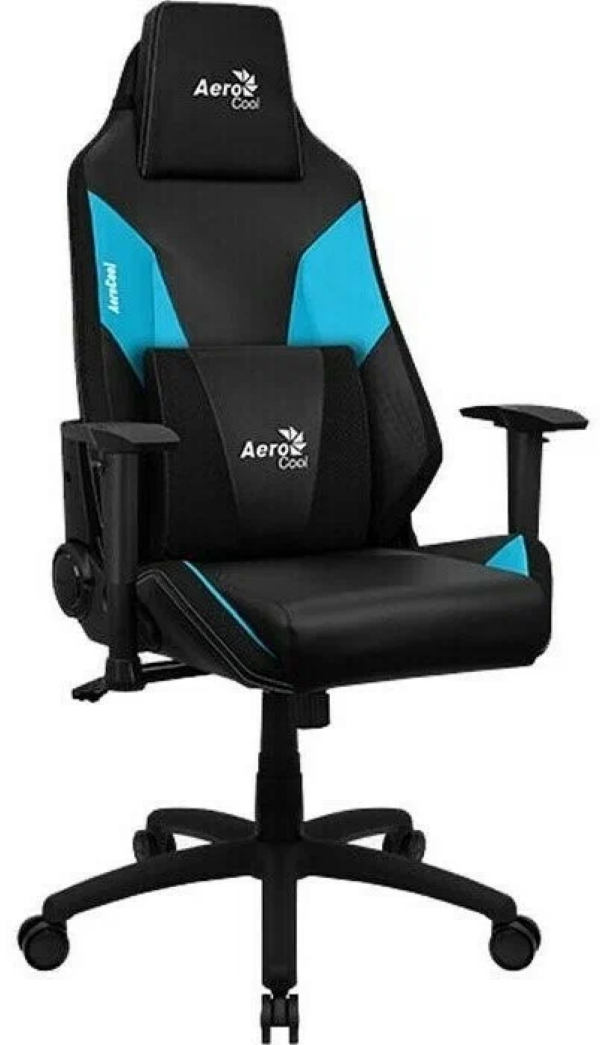 Кресло игровое AEROCOOL Admiral, черный/голубой