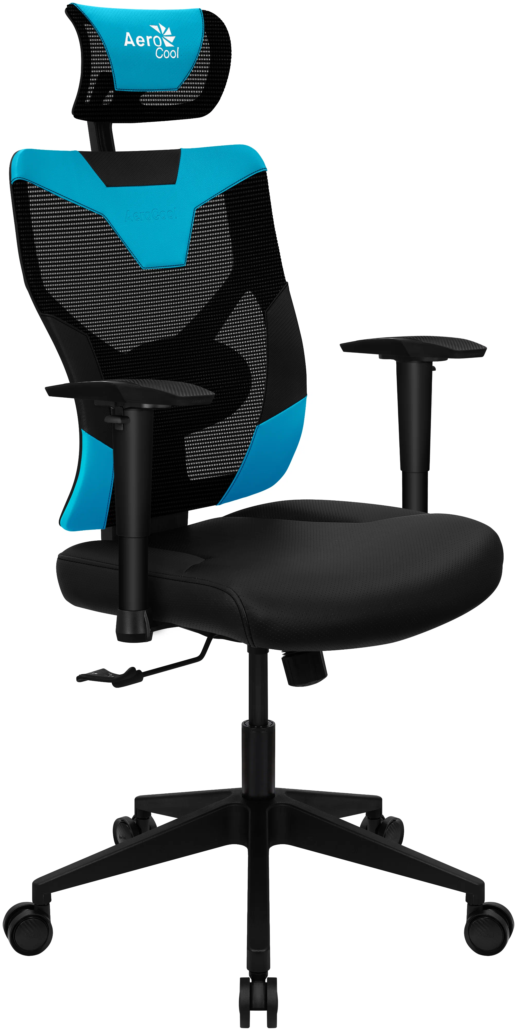 Кресло игровое AEROCOOL Guardian, черный/голубой