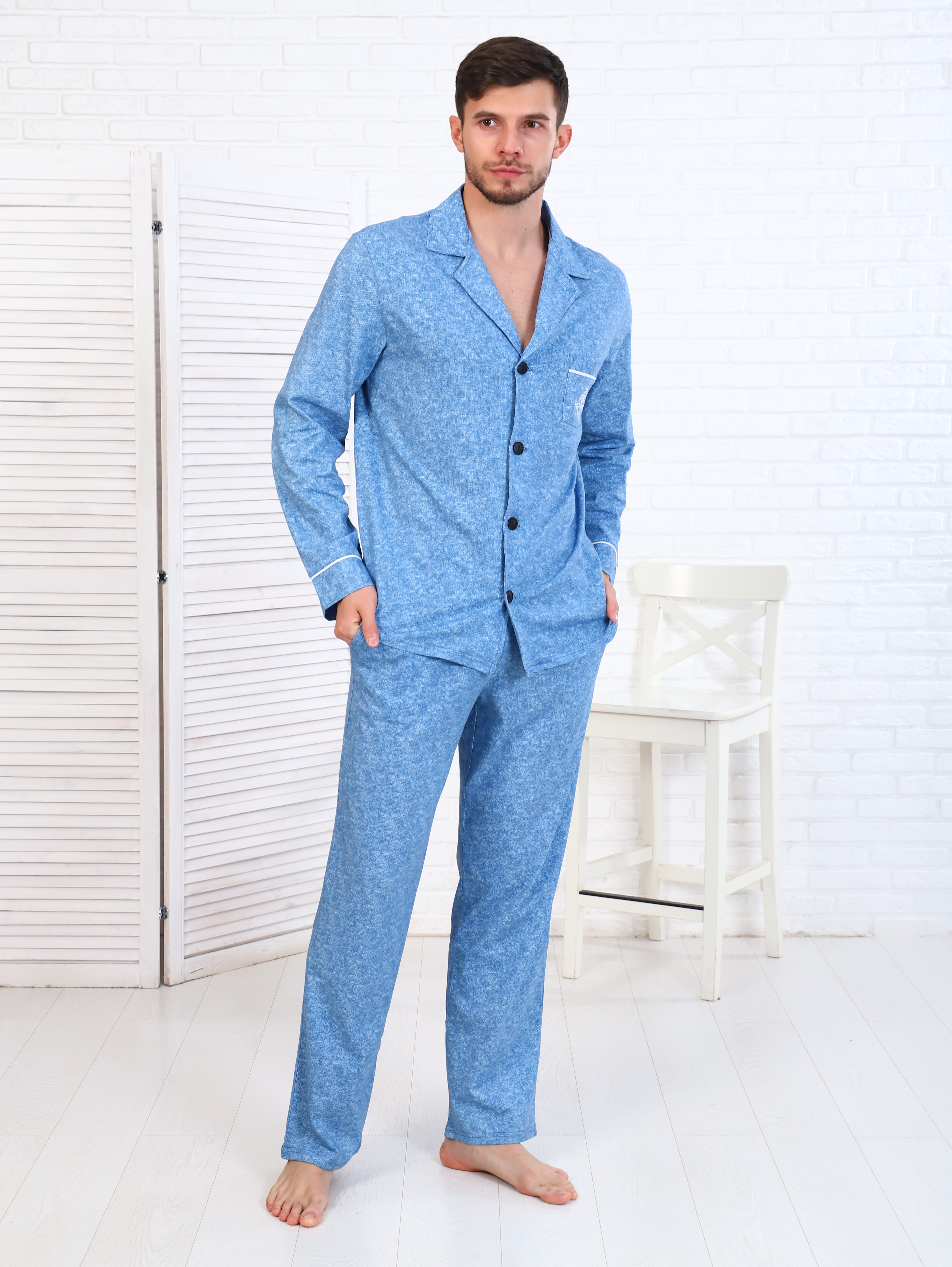 Пижама мужская Новое кимоно 9-194 голубая 58 RU