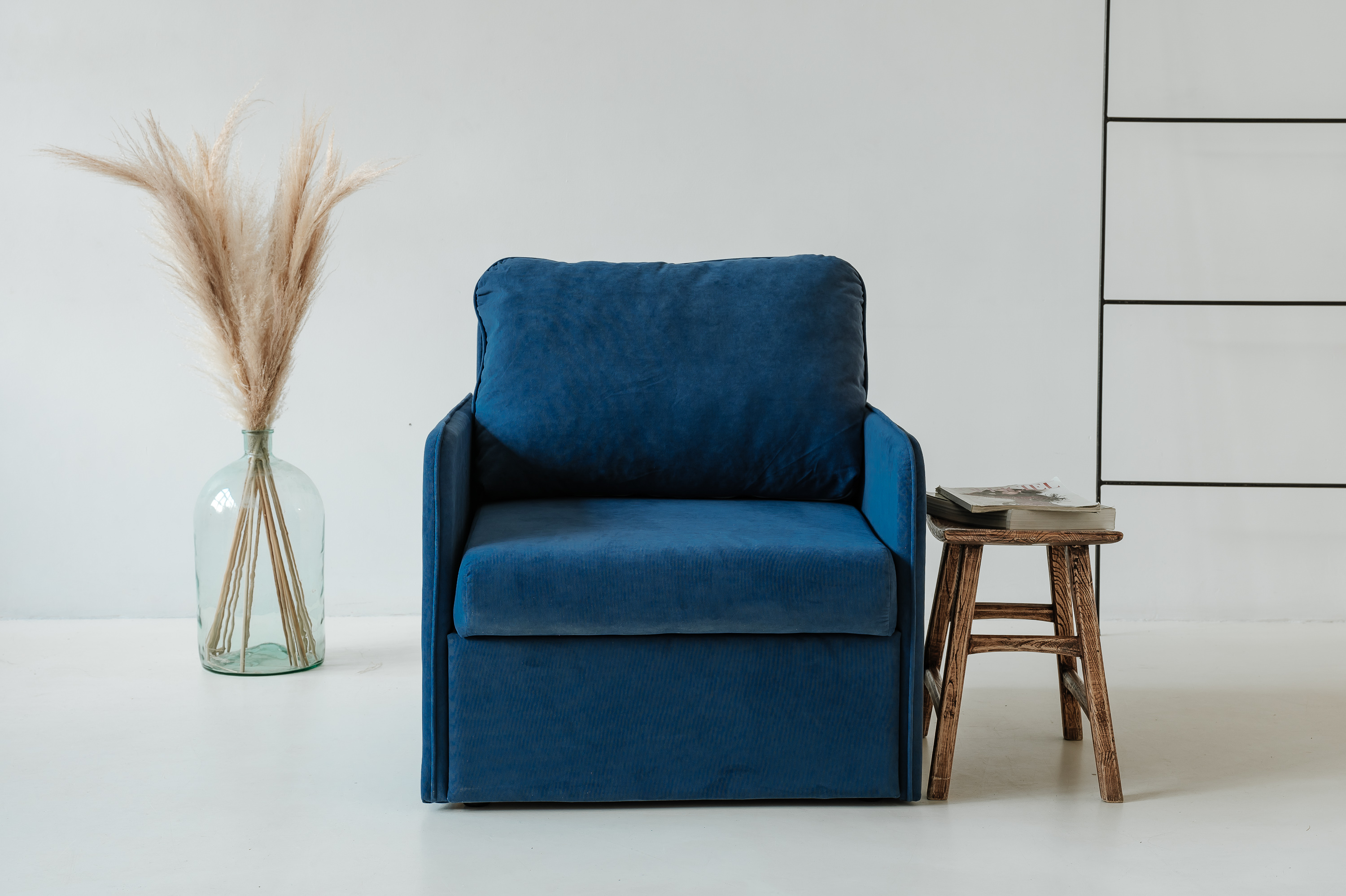 Кресло BRENDOSS 801 синий велюр, 100x80x80 см