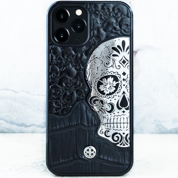 Чехол iPhone 13 Pro Max - Mexican Katrina's Skull LUX Black - Euphoria HM Premium