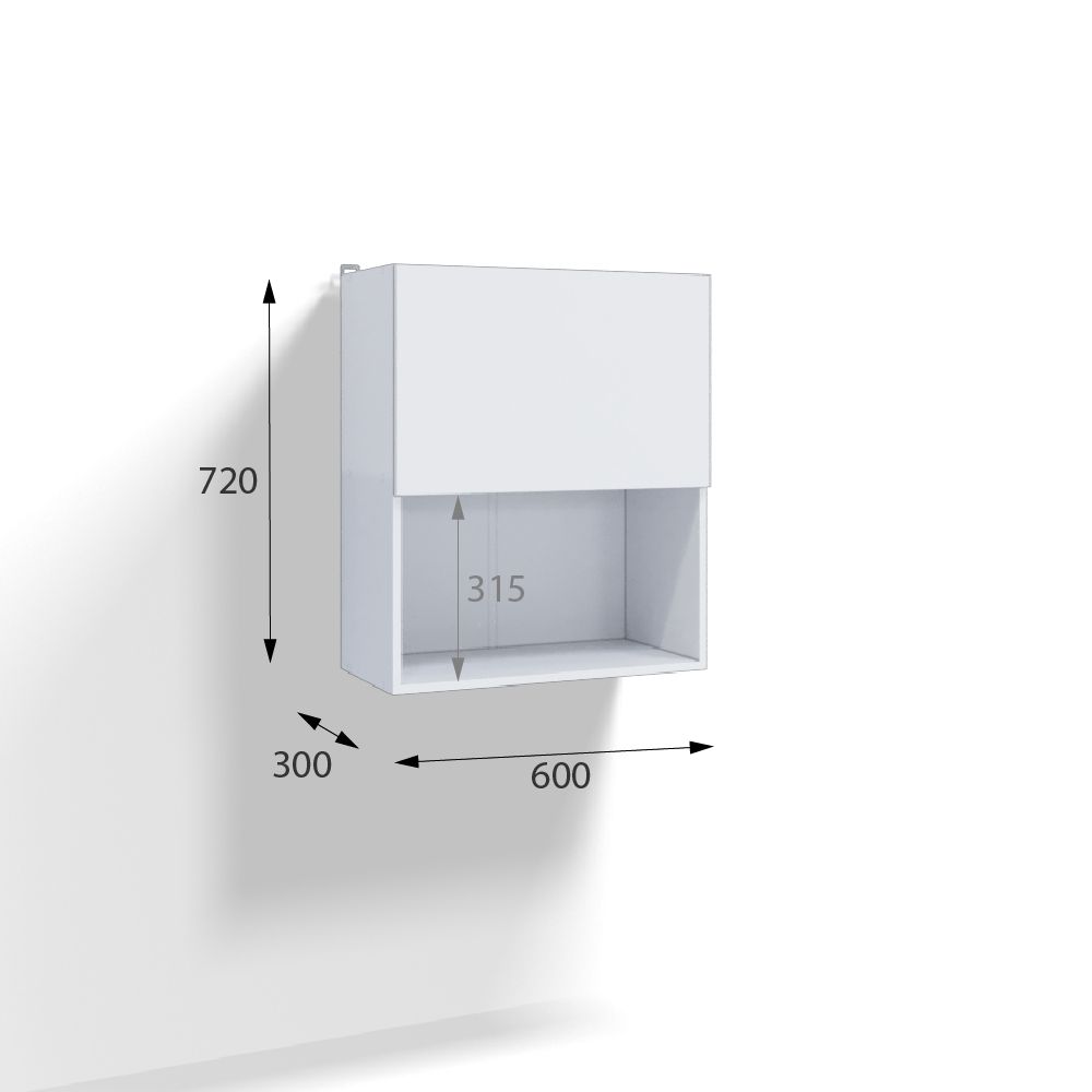 Кухонный модуль навесной Velardy, для микроволновки с одной дверью 60см, белый