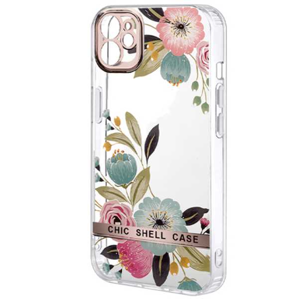 Чехол для iPhone 12 Chic Shell Case, прозрачный с рисунком №1