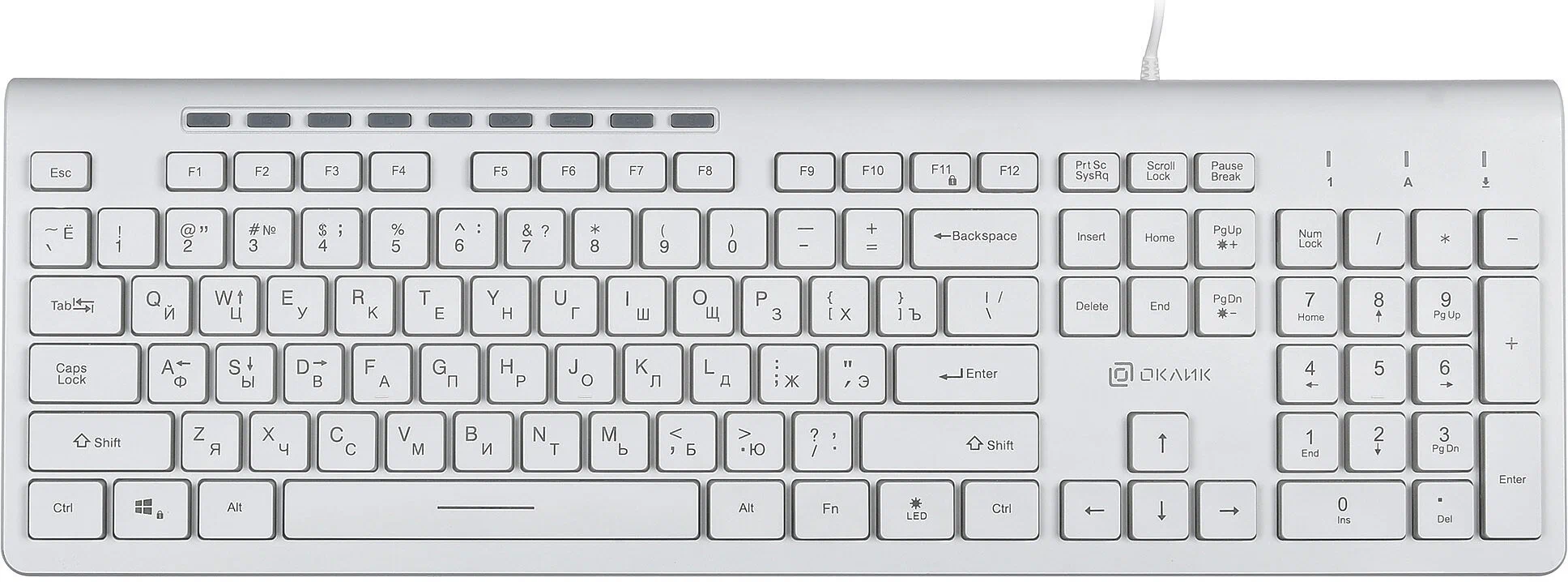 Проводная клавиатура OKLICK 490ML White