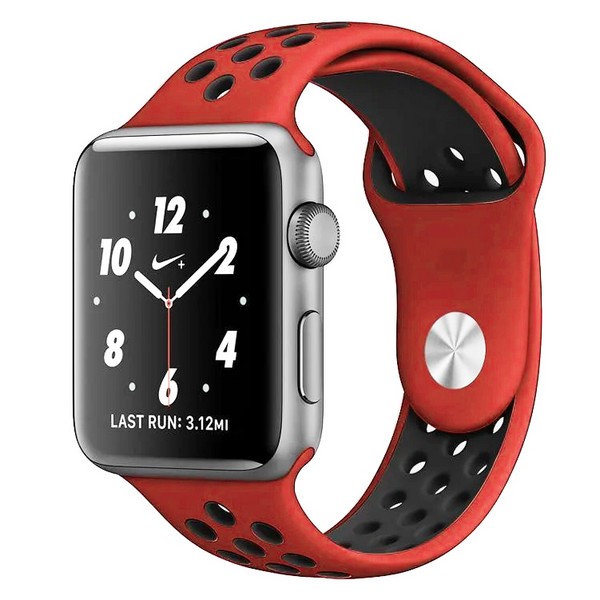 Ремешок Krutoff Silicone Sport для Apple Watch 38/40mm (red/black)