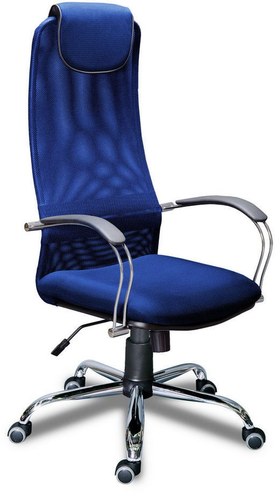 Компьютерное кресло Фокс хром/Ткань сетка синяя