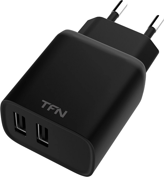 Сетевое зарядное устройство TFN Rapid+, 2 USB, 2,4 A, (TFN-WCRPD12W2UBK) black