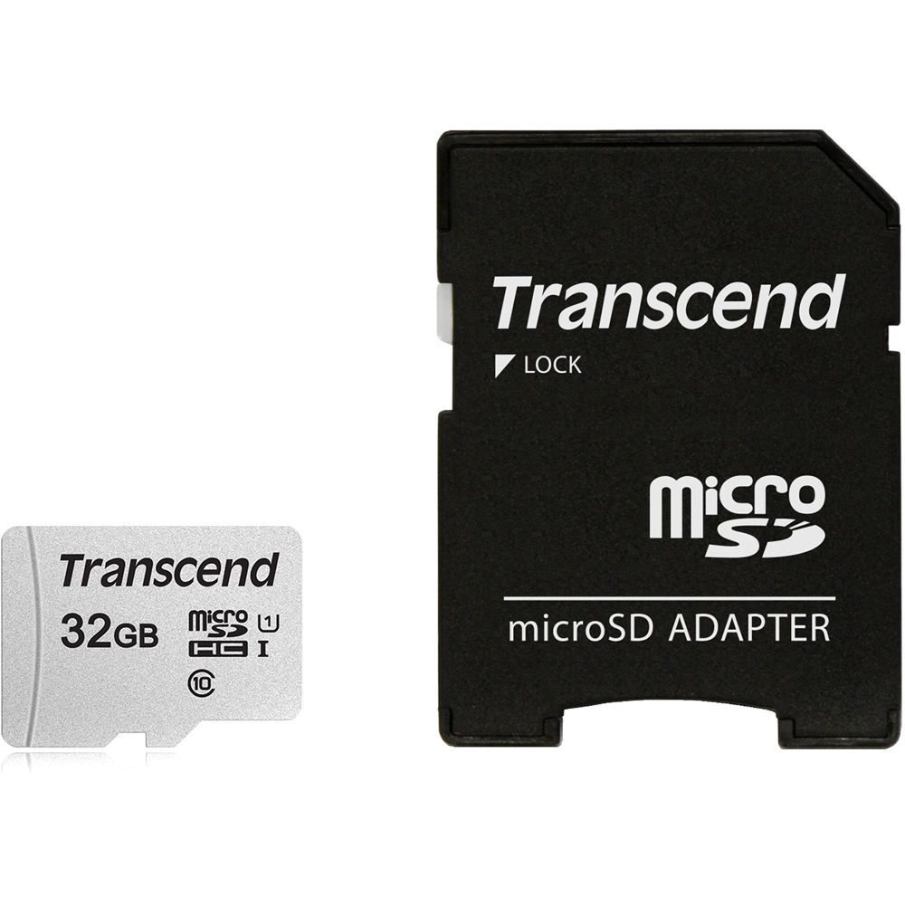 Карта памяти Transcend microSDHC 32Gb Class10 (TS32GUSD300S-A) + adapter