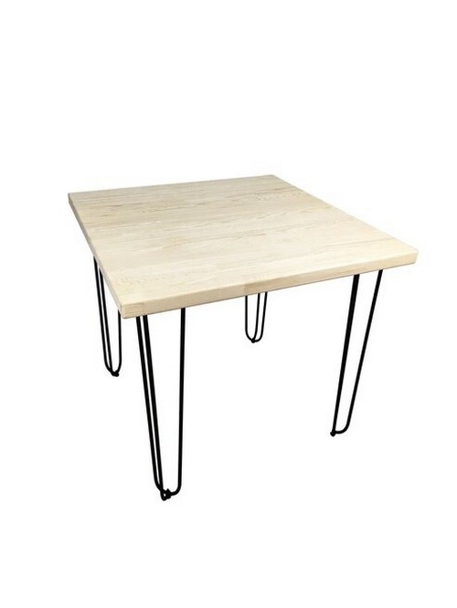 Стол кухонный Solarius Loft металл-дерево 70x70х75, без шлифовки, черные ножки-шпильки