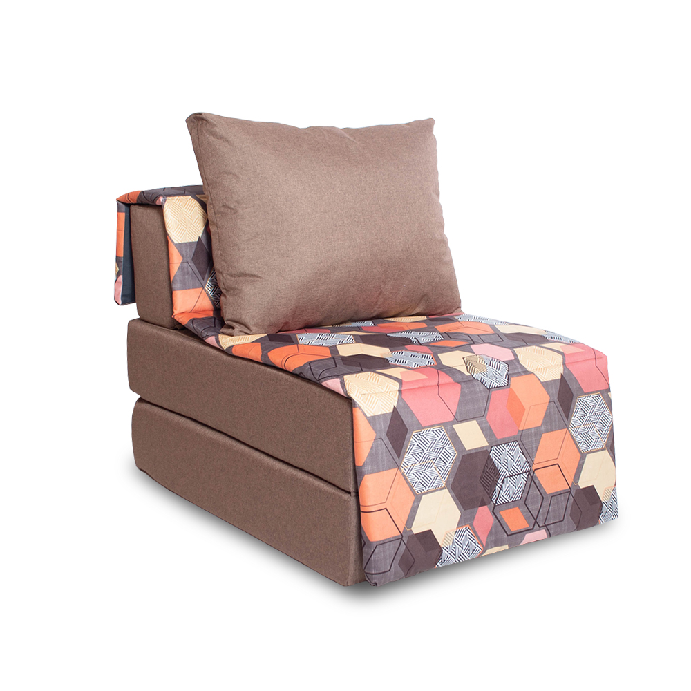 Кресло диван кровать FREEFORM ХАРВИ с накидкой рогожка коричневая, Коричневый Браун