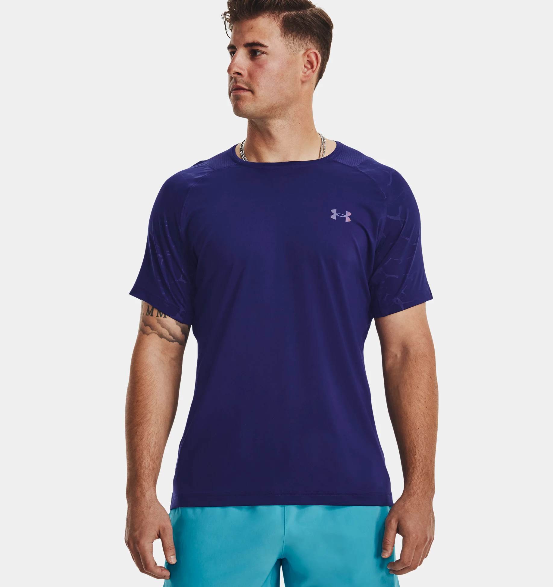 Футболка мужская Under Armour UA Rush Emboss, SS, синий, M