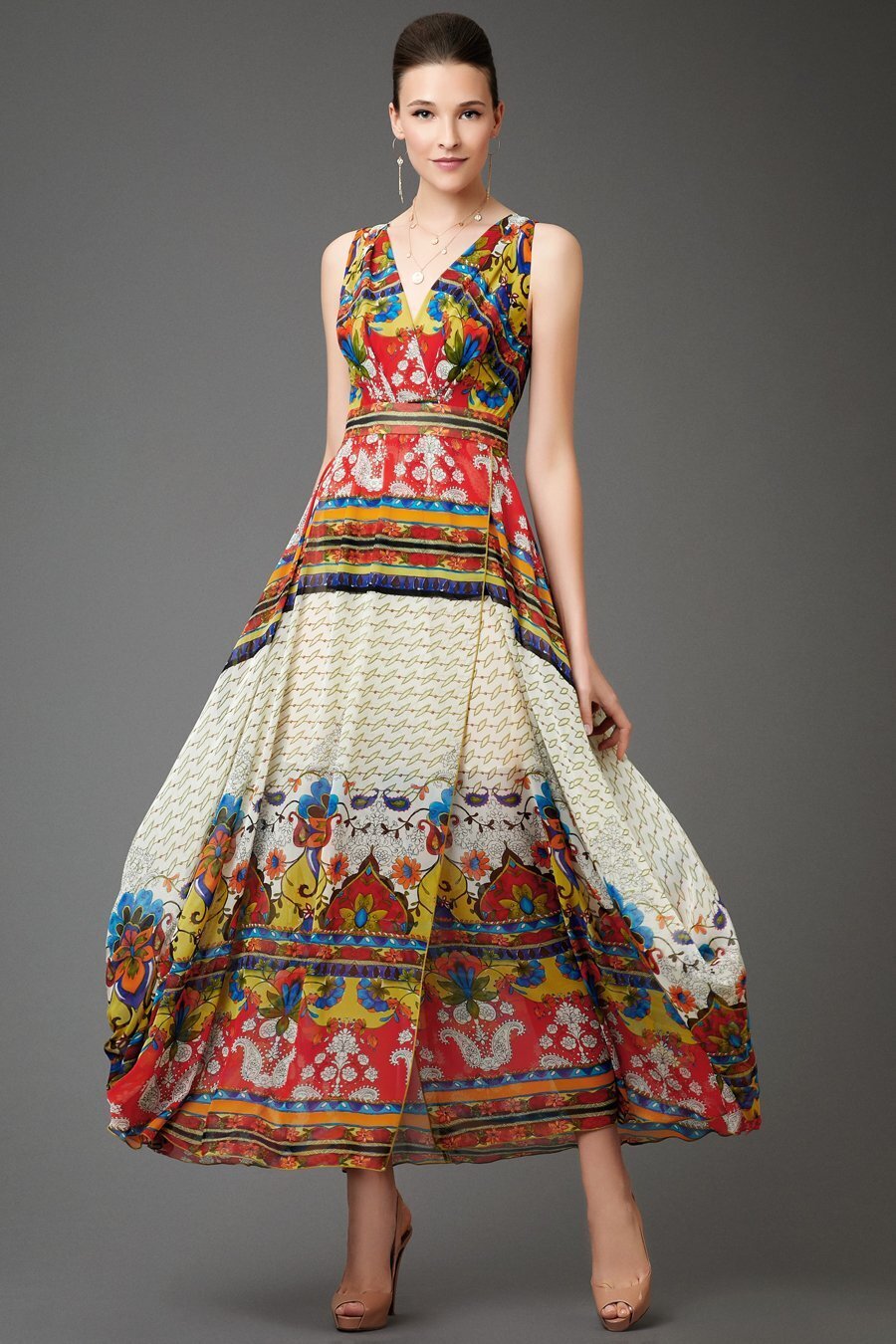 Платье женское Арт-Деко P-832 бежевое 48 RU