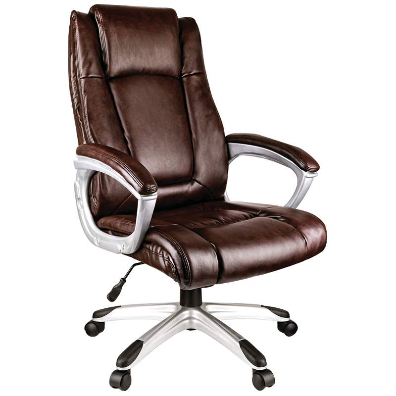 Кресло руководителя Helmi HL-E09 "Capital", экокожа коричневая (арт. 274837)