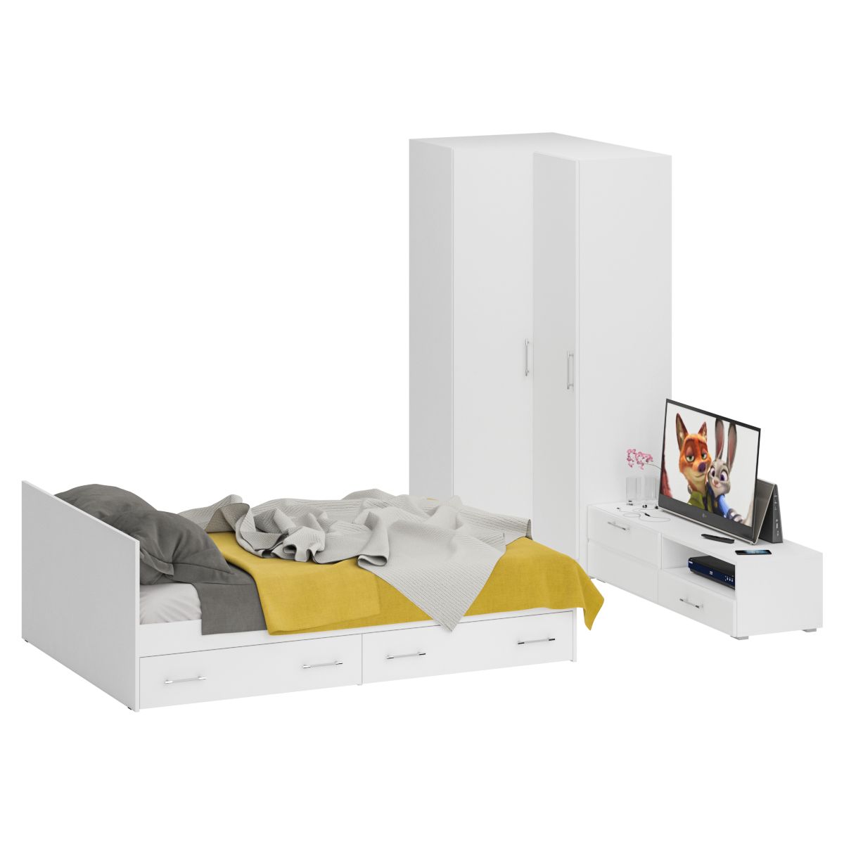 Мебель для спальни СВК Стандарт № 4 1400Я белый/белый глянец