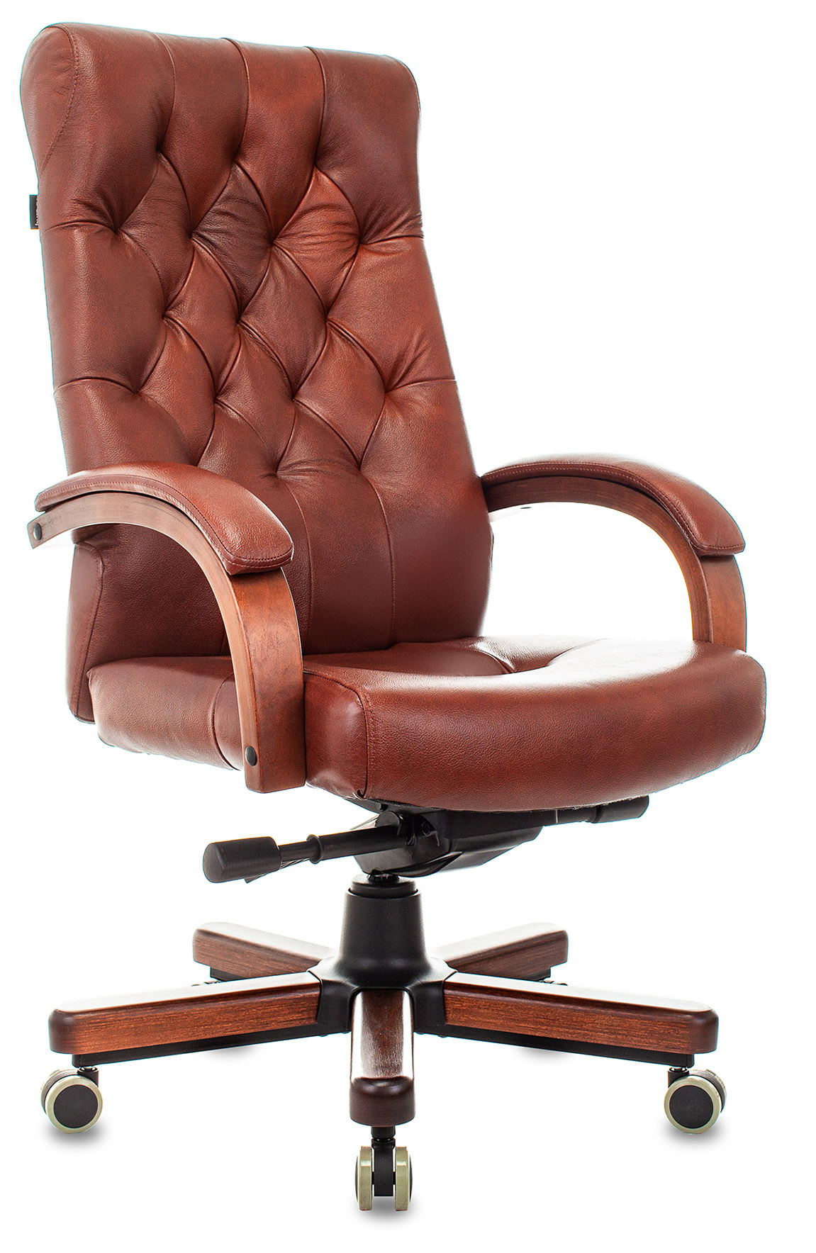 Кресло руководителя Бюрократ T-9928WALNUT/CHOK светло-коричневый, нат. кожа