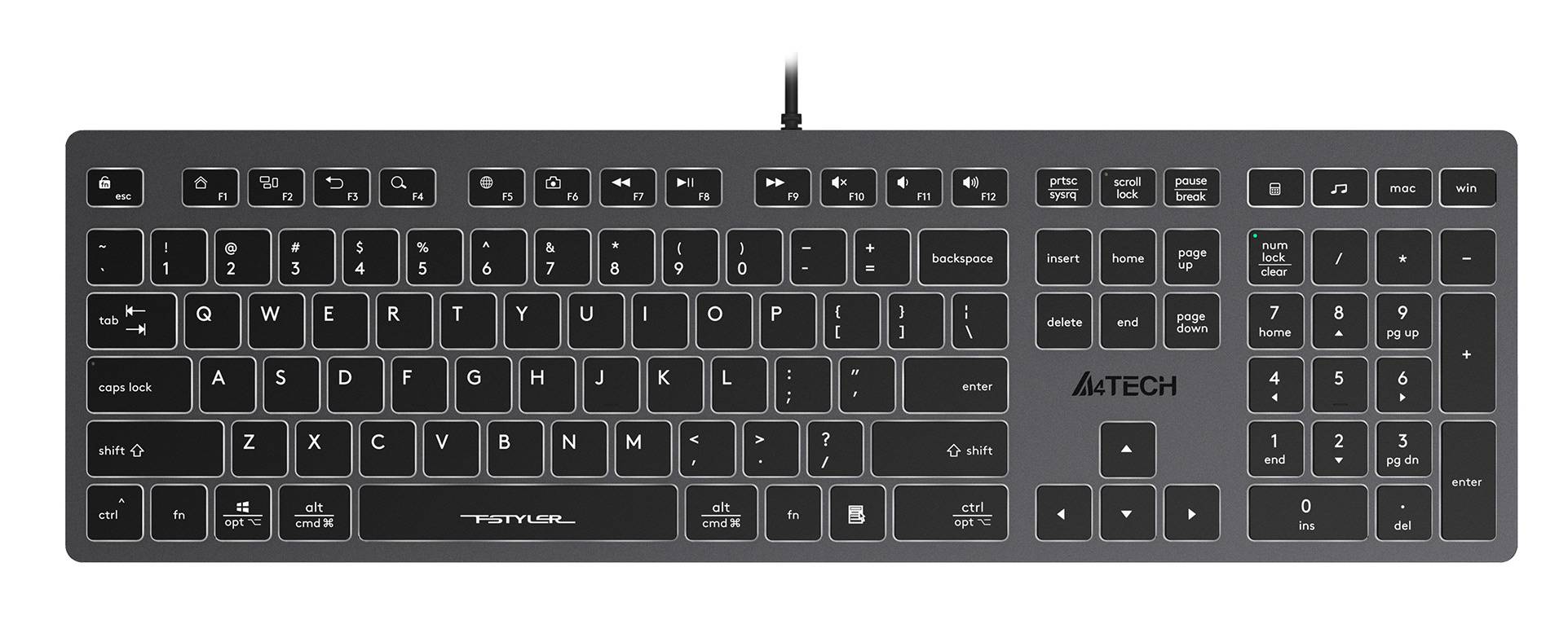 Проводная игровая клавиатура A4Tech Fstyler FX60 Gray