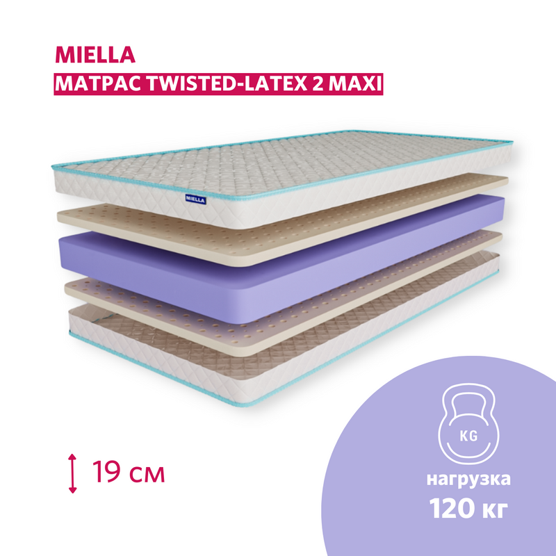 Матрас для кровати Miella Twisted Latex 2 Maxi 140x200 ортопедический, беспружинный