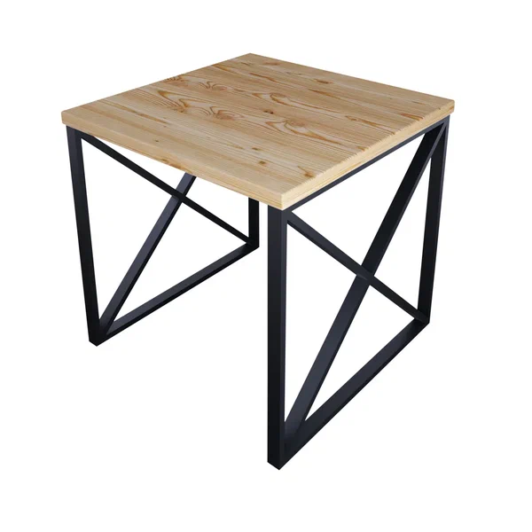 Стол кухонный Solarius Loft с крестообразными ножками 60x60х75, без покрытия, черные ножки