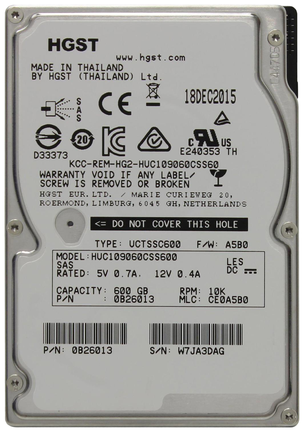 Жесткий диск HGST Ultrastar C10K900 600ГБ (HUC109060CSS600)