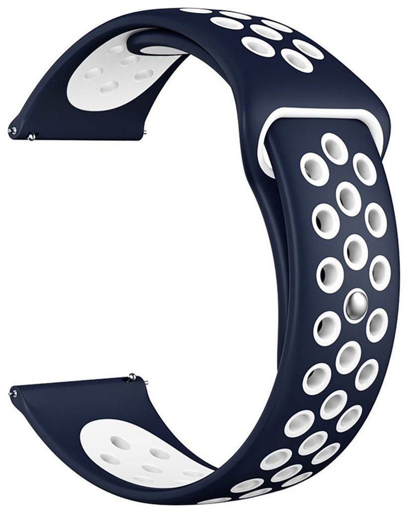 Ремешок для часов спортивный Lyambda "Alioth", универсальный, 22 мм (силикон, синий-белый)