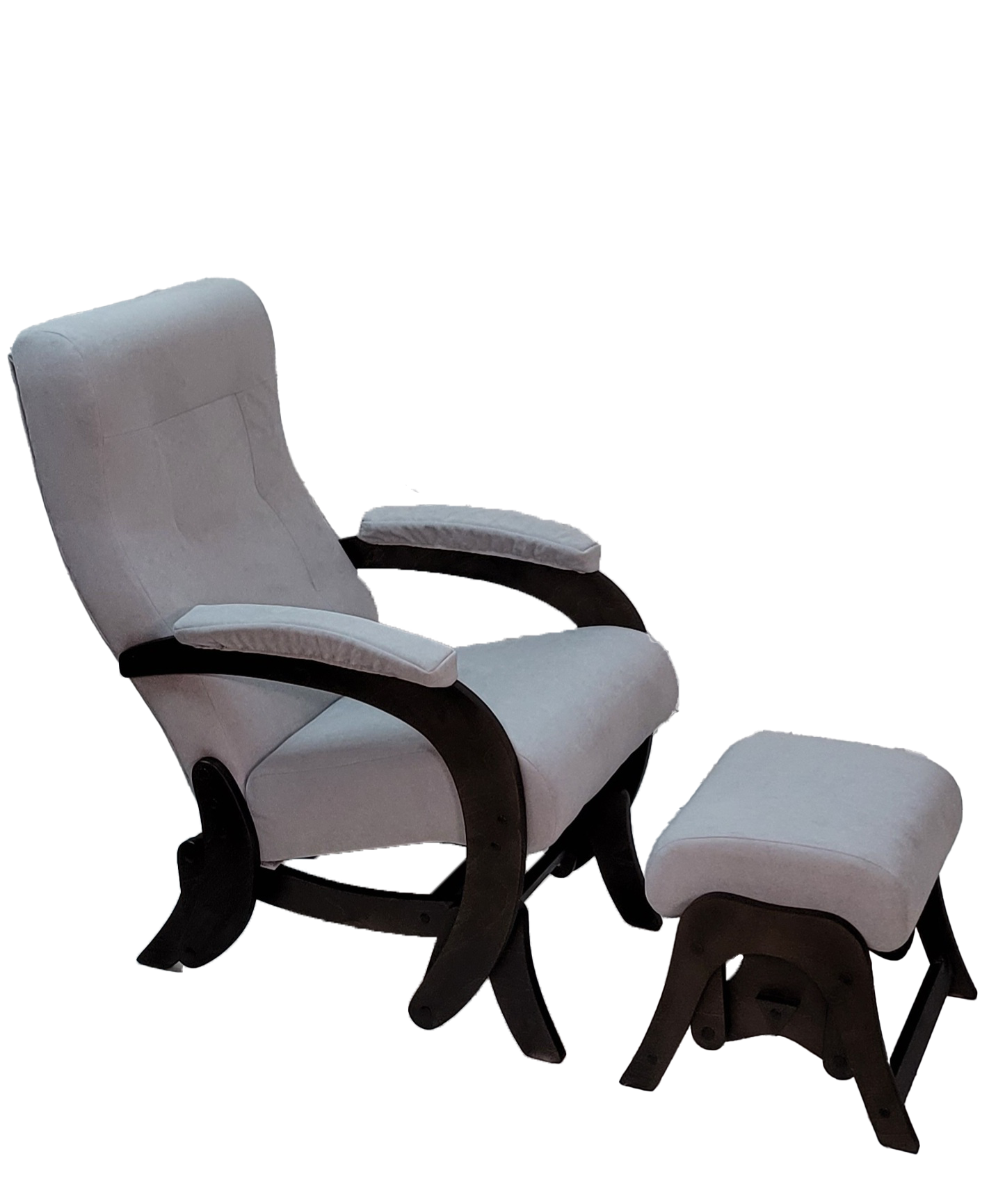 Кресло-качалка с пуфом, светло-серый