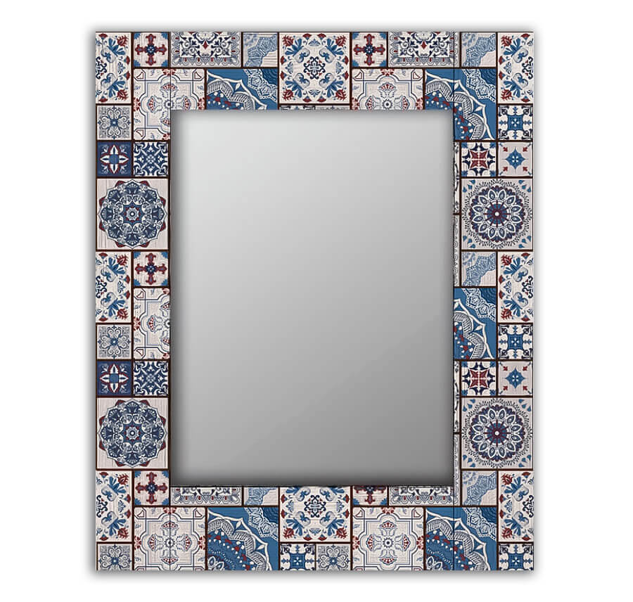 Настенное зеркало Голубая плитка 04-0121-75х140 Дом Корлеоне