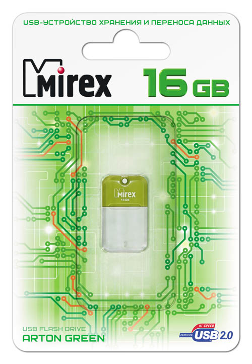 Флешка MIREX Arton 16ГБ White/Green (13600-FMUAGR16)