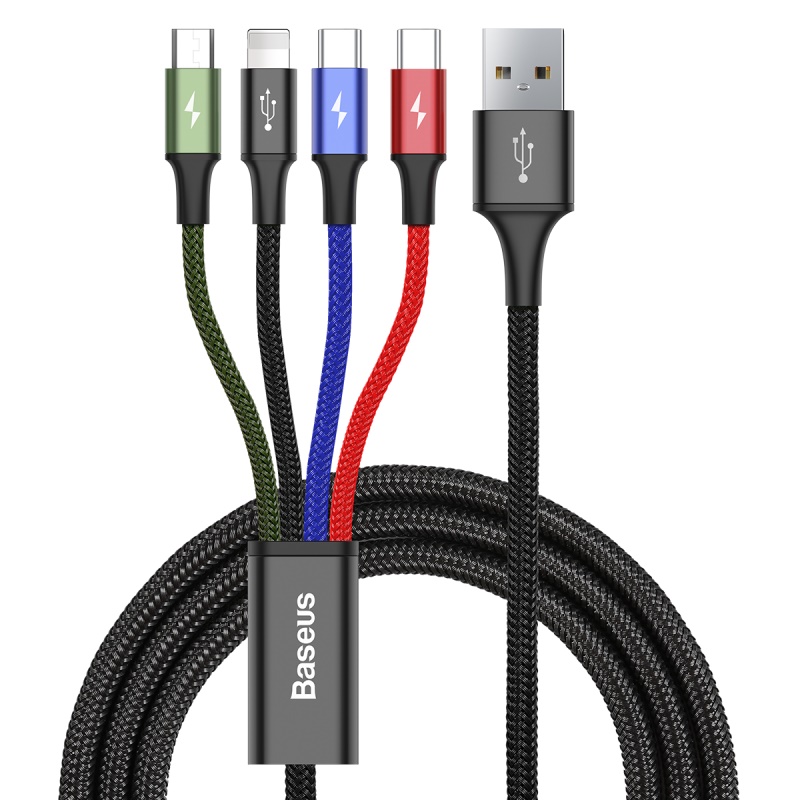 Кабель Baseus Fast 4-in-1 Cable For lightning+Type-C (2)+Micro 3.5A 1.2m