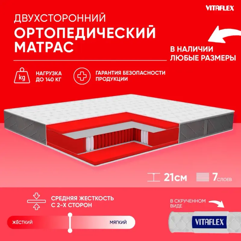 Ортопедический матрас VITAFLEX Anatomic K Sk 130x180