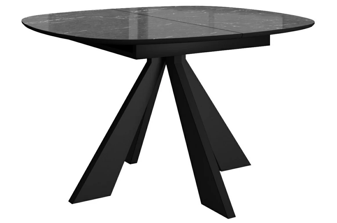 Стол кухонный DIK DikLine SFK110, 110х100х76 см, стекло черное мрамор глянец/черный
