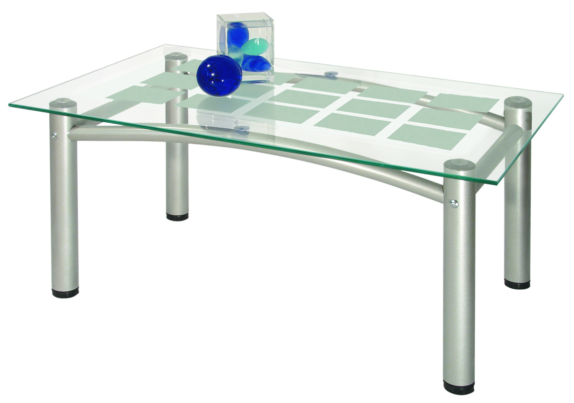 Журнальный столик Мебелик Робер 3М 604 90х55х43 см, металлик/прозрачное
