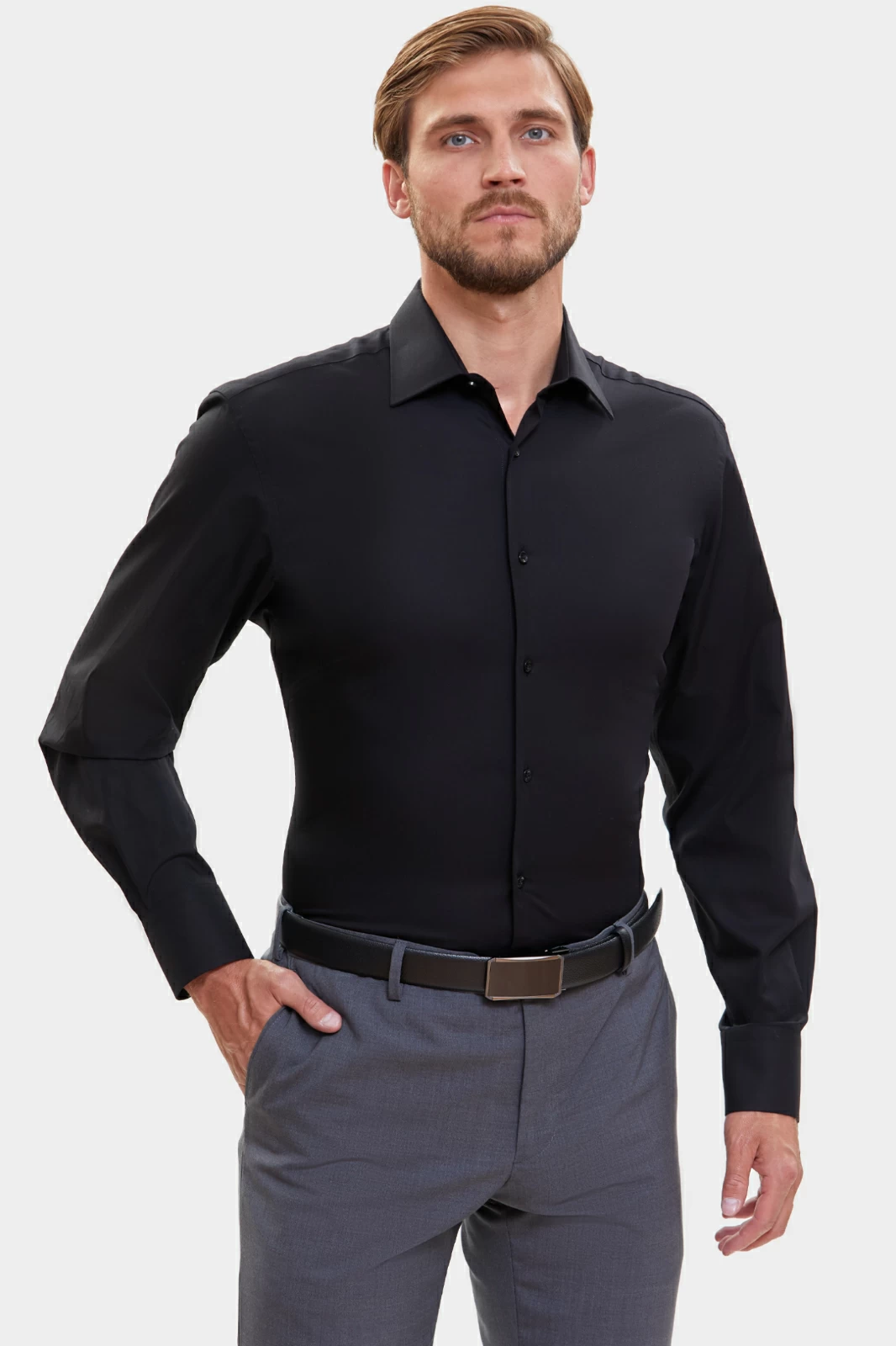 Рубашка мужская Kanzler 3A-401RL-1116-07 черная 43