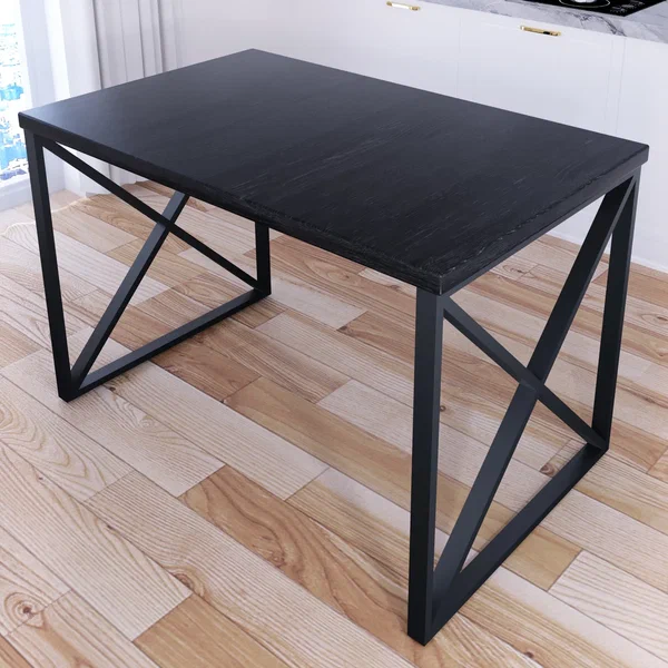 Стол кухонный Solarius Loft с крестообразными ножками 110x60х75 черный оникс, черные ножки