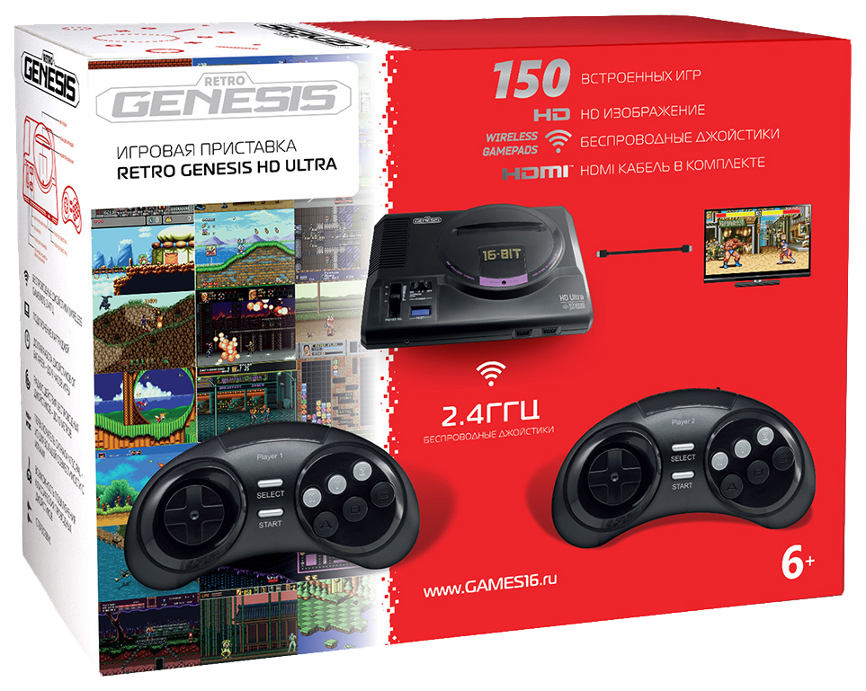 Игровая приставка Retro Genesis HD Ultra ConSkDn70 Черный +150 игр