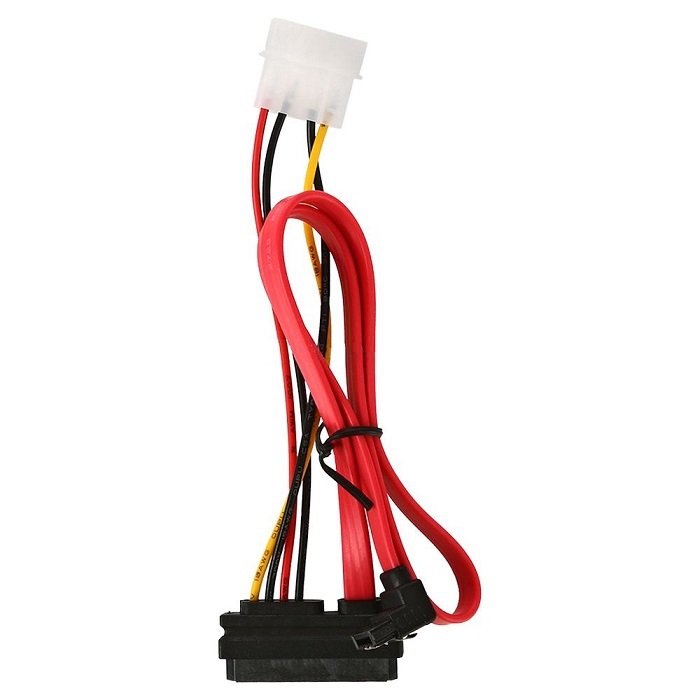 Адаптер VCOM SATA 7+15 pin-SATA 7 pin/Molex, M-M 0,45м Red (VHC7702)