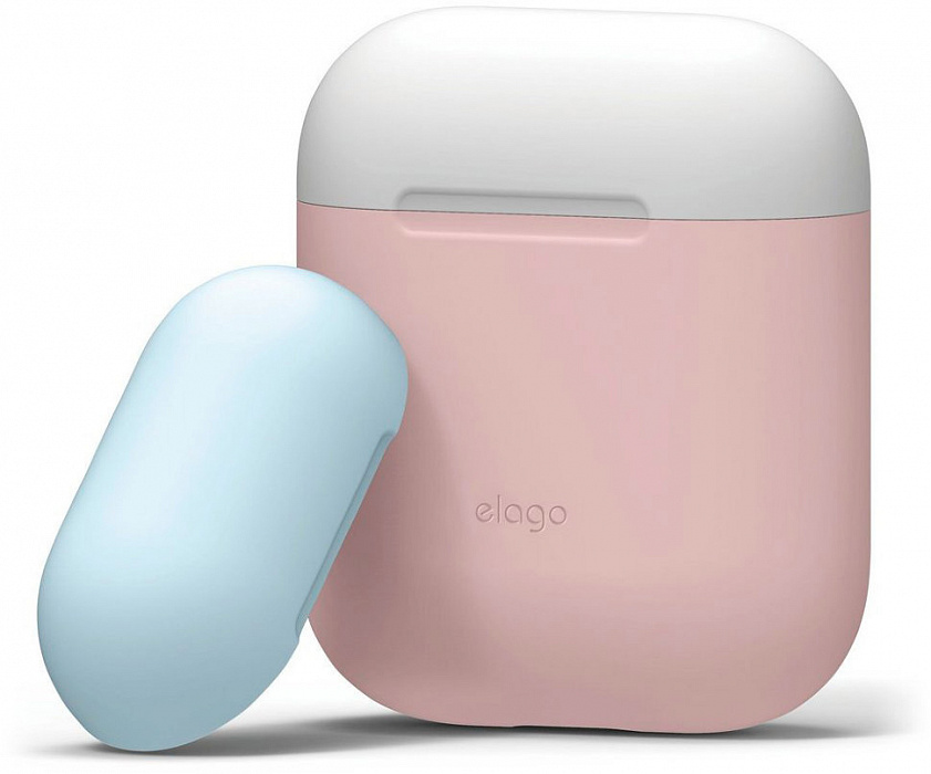 Чехол Elago для AirPods Pink с крышками White и Pastel Blue