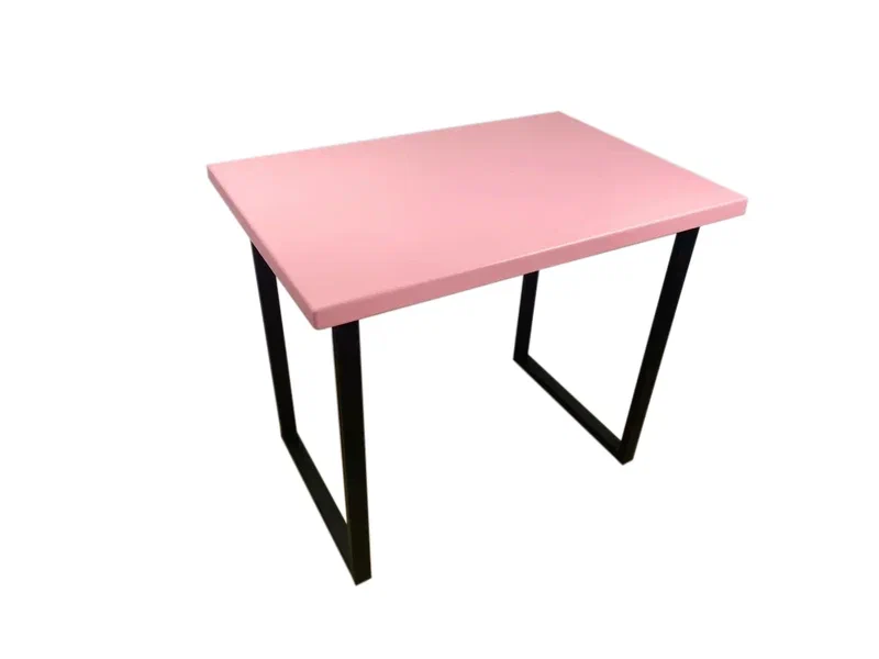 Стол кухонный Solarius Loft металл-дерево 100х60х75, розовый с черными ножками