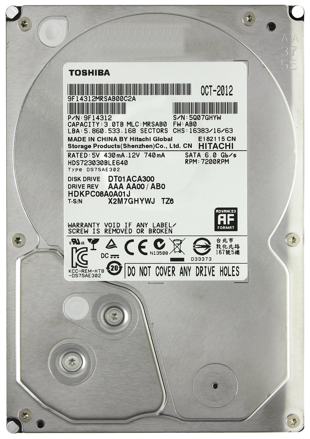 Жесткий диск Toshiba DT 3ТБ (DT01ACA300)