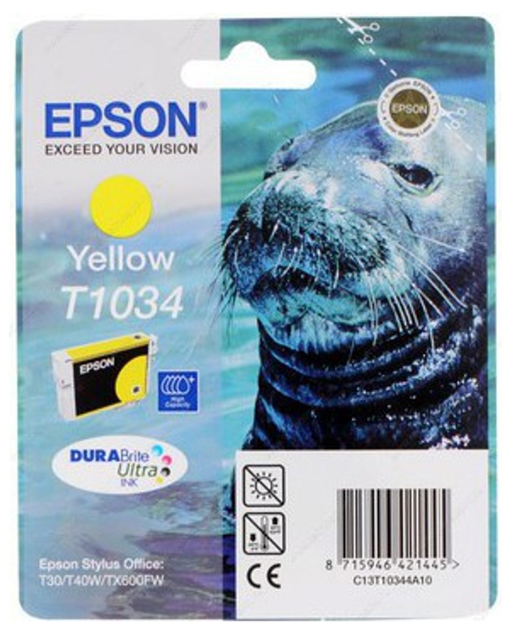 Картридж для струйного принтера Epson C13T10344A10, желтый, оригинал