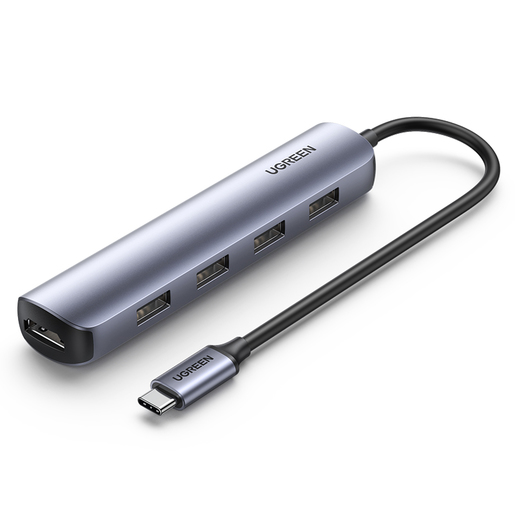 Адаптер UGREEN CM417 (20197) USB-C to 4*USB 3.0+HDMI Adapter, серый
