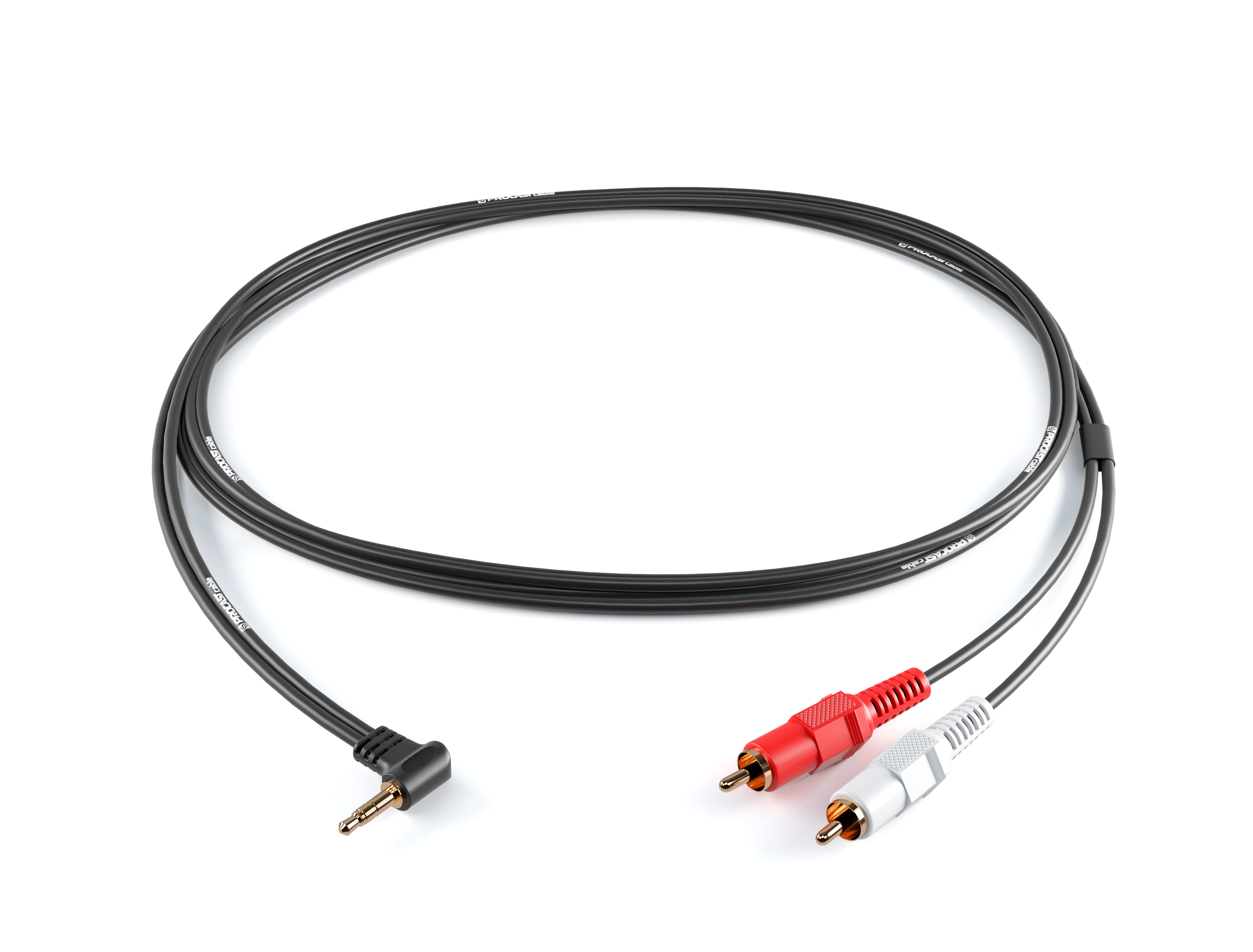 Межблочный кабель с угловым разъемом 3,5mm miniJack TRS-2RCA(male)