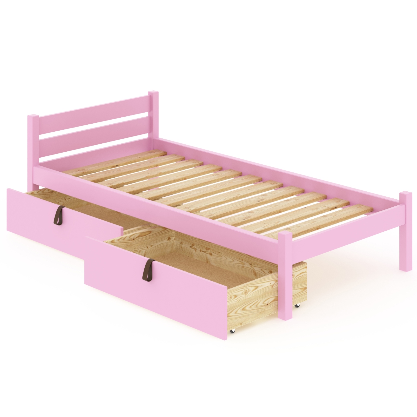 Кровать Solarius Классика с реечным основанием 200х80 с 2 выкатными ящиками, розовый