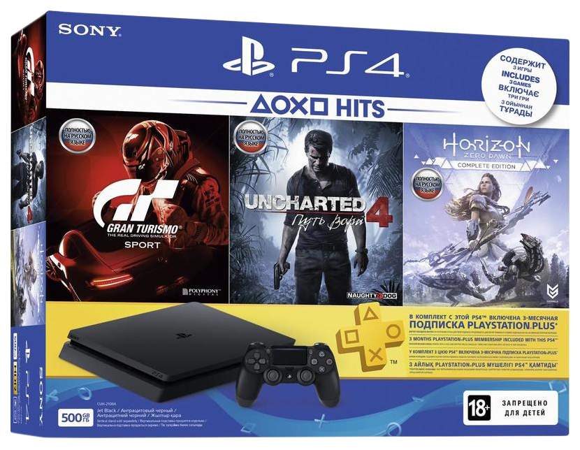 Игровая приставка Sony Playstation 4 Slim 500 Gb(CUH-2108A)+GTS+UCA: Путь вора + Horizont