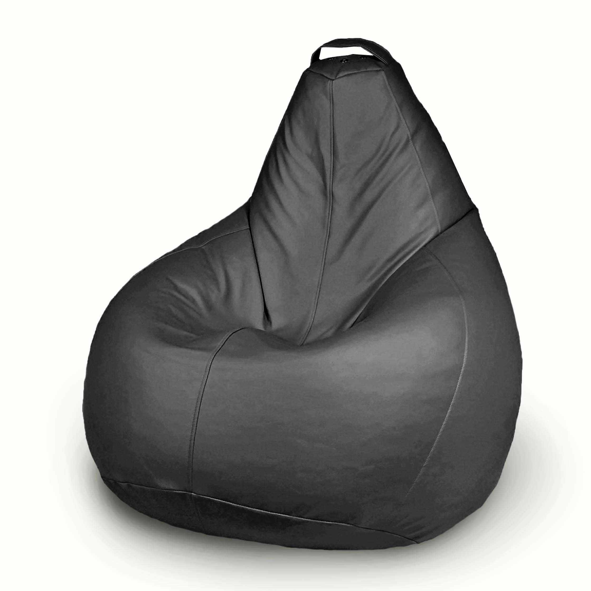 Кресло-мешок MyPuff Груша Комфорт Экокожа XL, черный