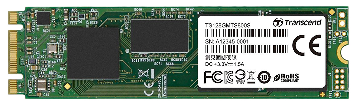 SSD накопитель Transcend MTS800S M.2 2280 128 ГБ (TS128GMTS800S)